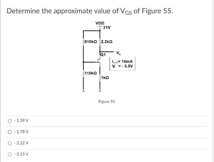Solved Determine the approximate value of VGs of Figure 55. | Chegg.com