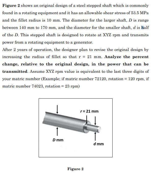 Figure 2 shows an original design of a steel stepped | Chegg.com