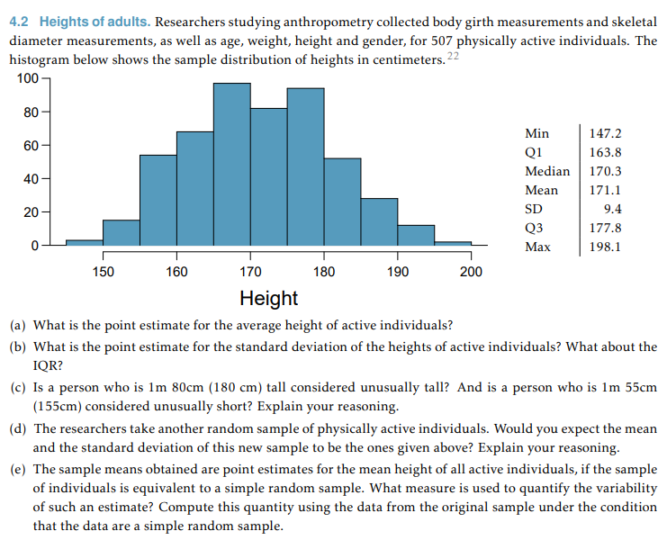 Solved 4.2 Heights of adults. Researchers studying | Chegg.com