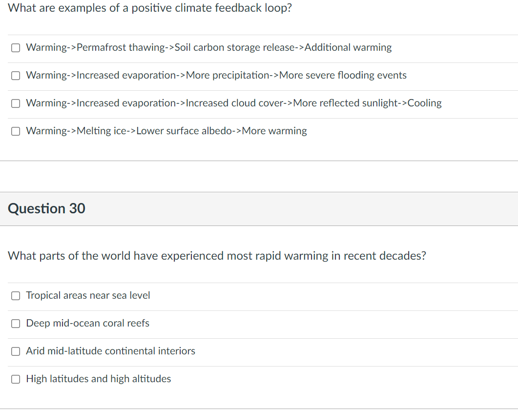 Solved What are examples of a positive climate feedback | Chegg.com