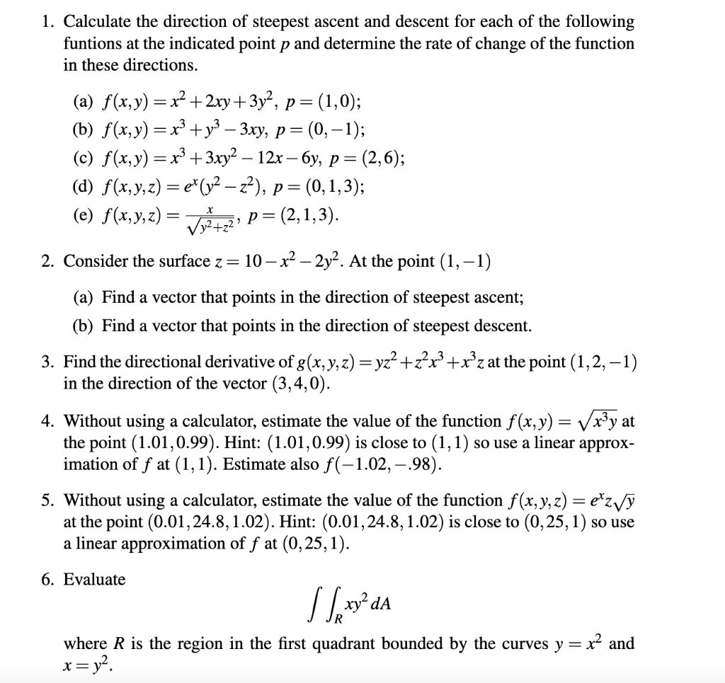 1. Calculate the direction of steepest ascent and | Chegg.com