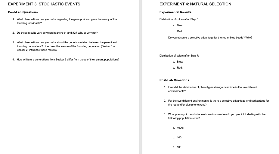 Population GeneticS Popuiation GeneticS PRE-LAB | Chegg.com