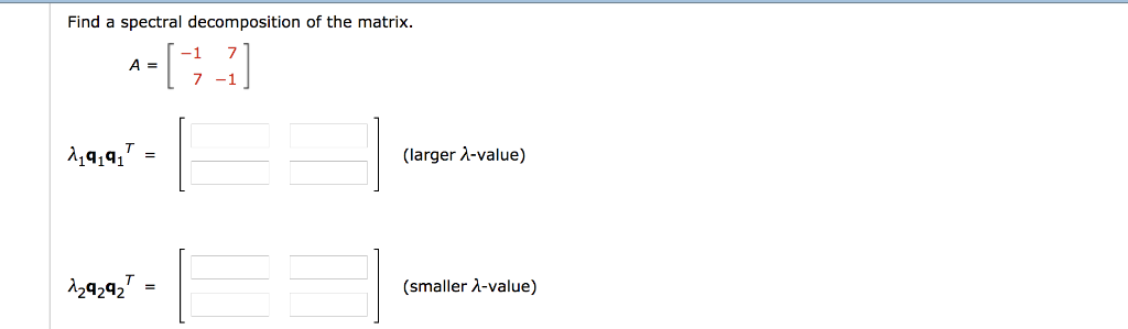 Solved Find a spectral decomposition of the matrix 411 7 -1 | Chegg.com