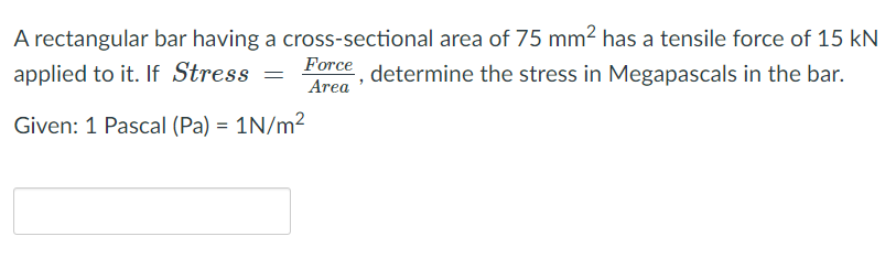 Solved A rectangular bar having a cross-sectional area of 75 | Chegg.com