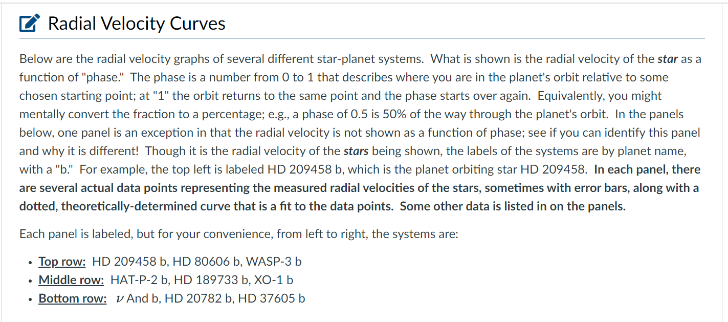 Solved Below are the radial velocity graphs of several | Chegg.com
