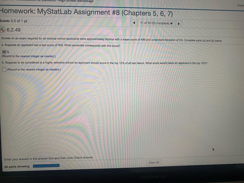 Solved Homework: MyStatLab Assignment #8 (Chapters 5, 6, 7) | Chegg.com