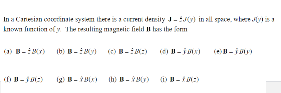 Solved In a Cartesian coordinate system there is a current | Chegg.com