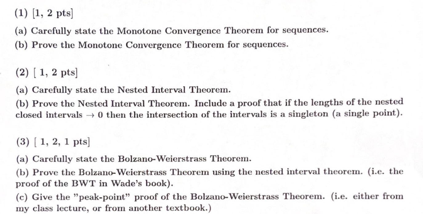 Solved (1) [1,2pts] (a) Carefully state the Monotone | Chegg.com
