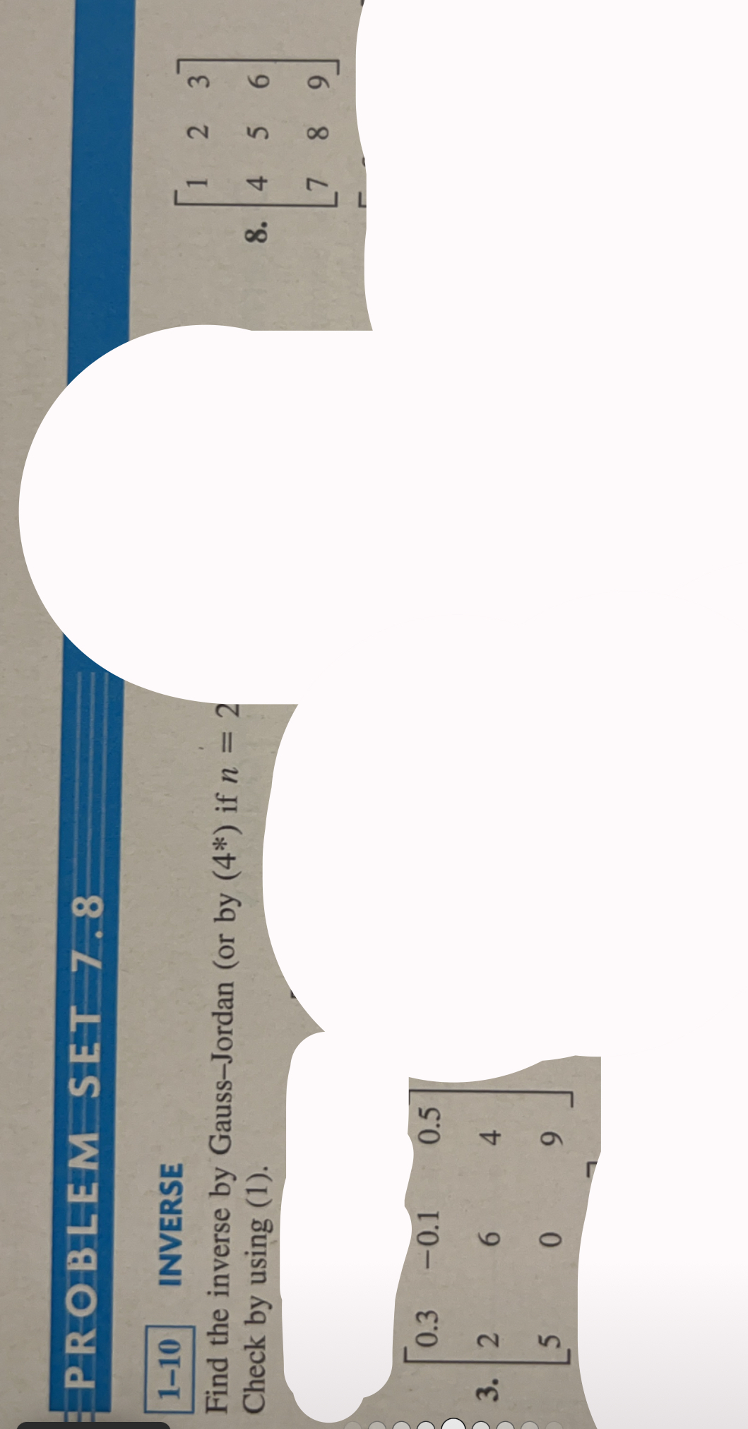 Solved PROBLEM SET 7.8INVERSEFind the inverse by | Chegg.com