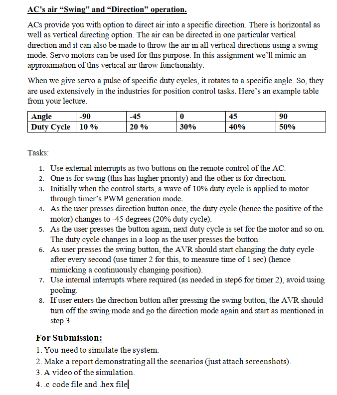 Solved AC's air “Swing” and “Direction” operation. ACs | Chegg.com