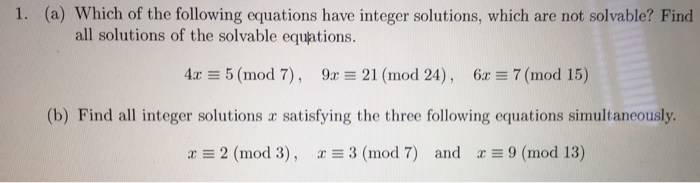 Solved Which of the following equations have integer | Chegg.com