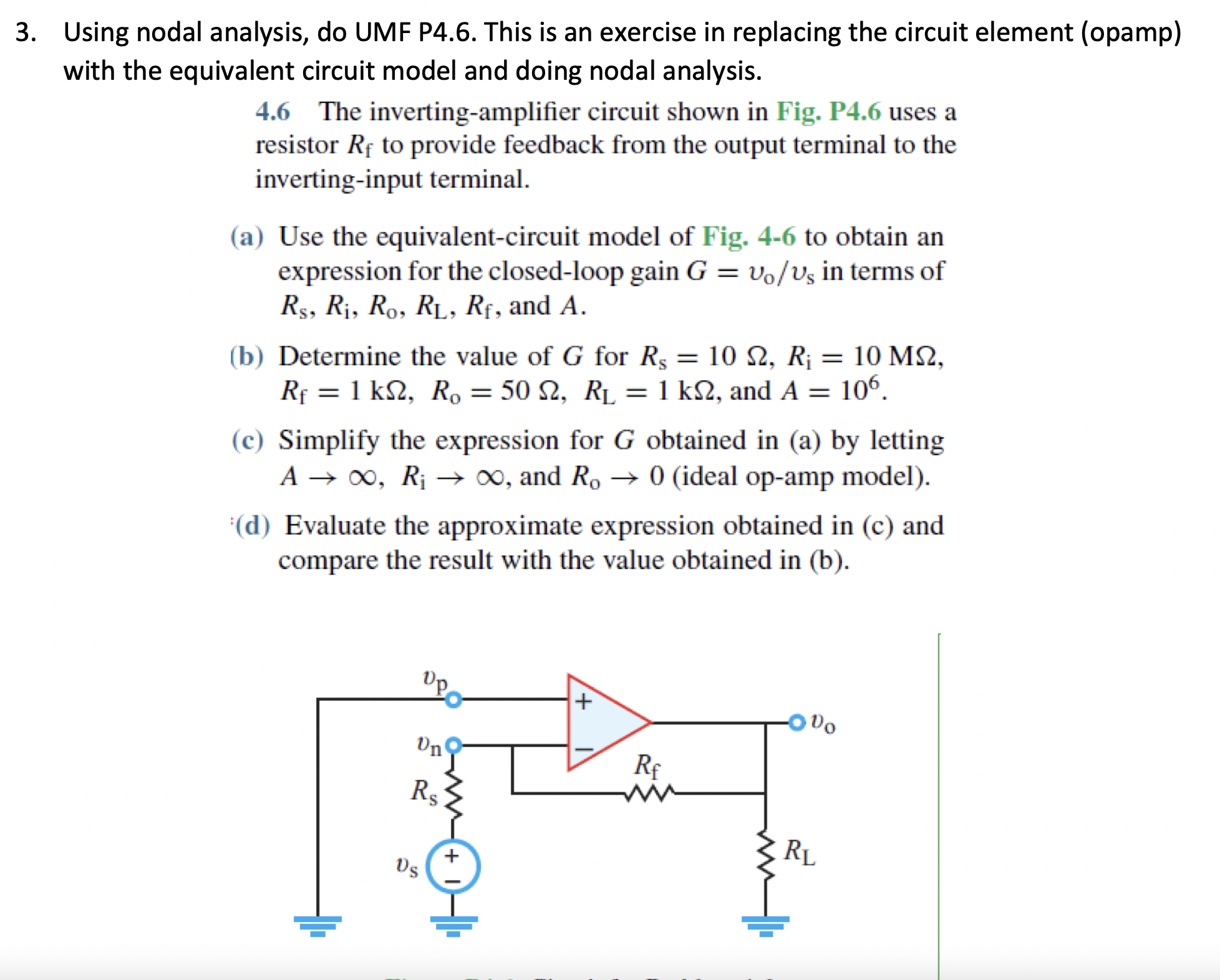 Solved Using nodal analysis, do UMF P4.6. This is an | Chegg.com
