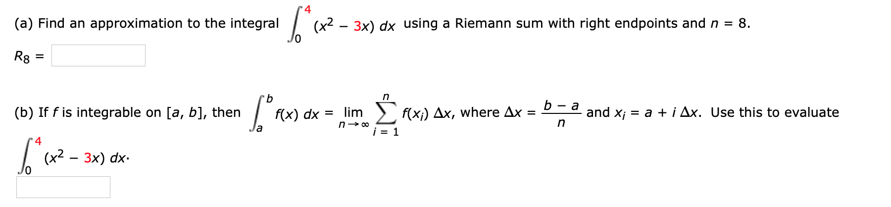 Solved (a) Find an approximation to the integral (x2 – 3x) | Chegg.com