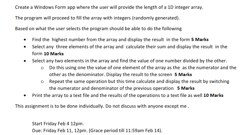 Solved Create a Windows Form app where the user will provide | Chegg.com