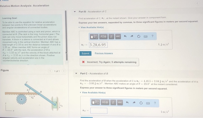 Solved Relative-Motion Analysis: Acceleration Part B . | Chegg.com
