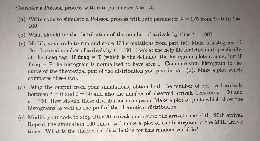 1. Consider a Poisson process with rate parameter A | Chegg.com