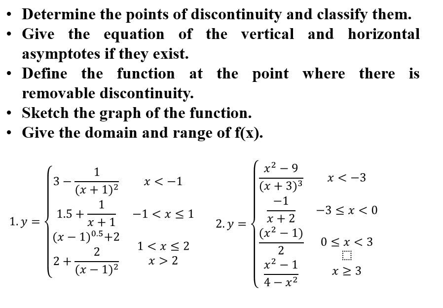 Solved . Determine the points of discontinuity and classify | Chegg.com