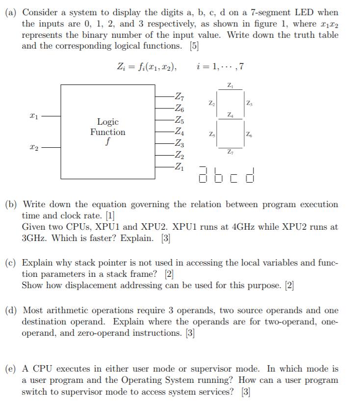 Solved (a) Consider a system to display the digits a, b, c, | Chegg.com