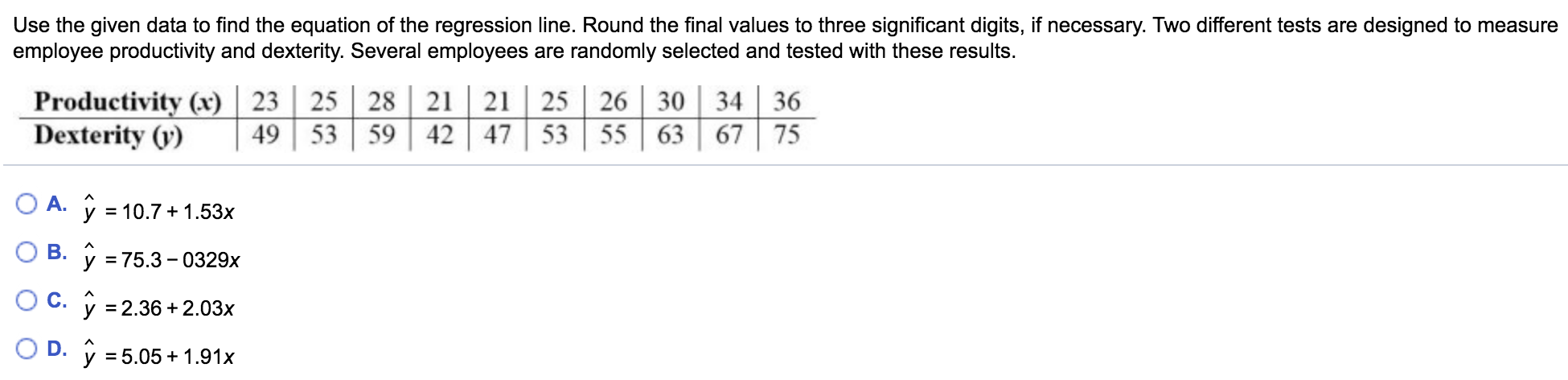 Solved Use the given data to find the equation of the | Chegg.com