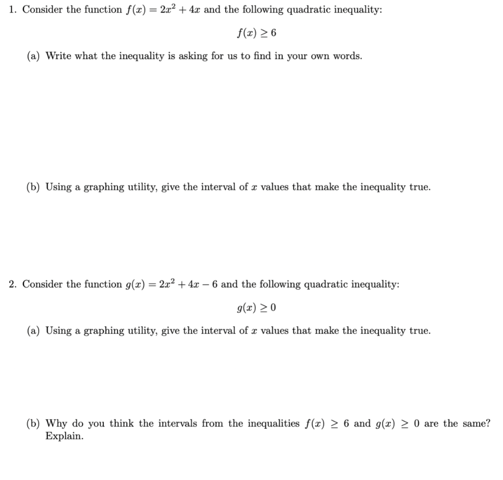 Solved Consider The Function F X 2x2 4x And The Following