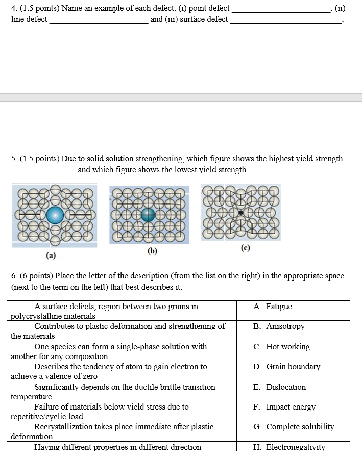 Solved 4. (1.5 points) Name an example of each defect: (1) | Chegg.com