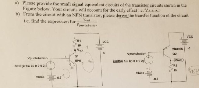 Solved Please provide the small signal equivalent circuits | Chegg.com