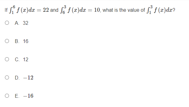 Solved If ∫16f(x)dx=22 and ∫63f(x)dx=10, what is the value | Chegg.com