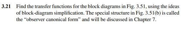 Solved 3.21 Find the transfer functions for the block | Chegg.com