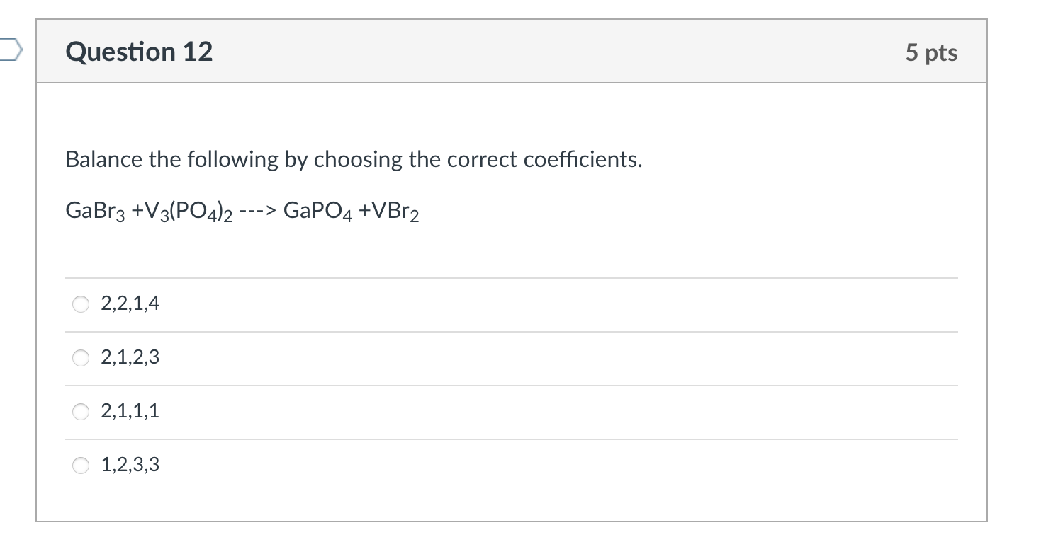 Solved Balance the following by choosing the correct | Chegg.com