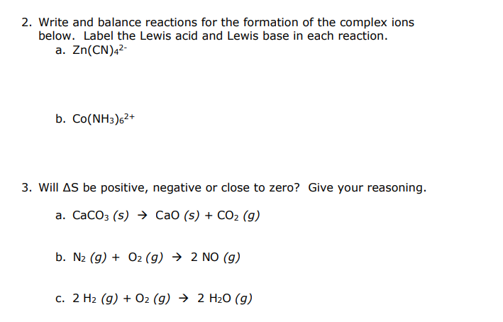 Solved 2. Write and balance reactions for the formation of | Chegg.com