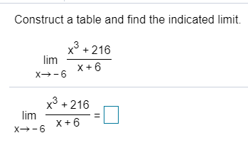 Solved Construct a table and find the indicated limit. lim x | Chegg.com