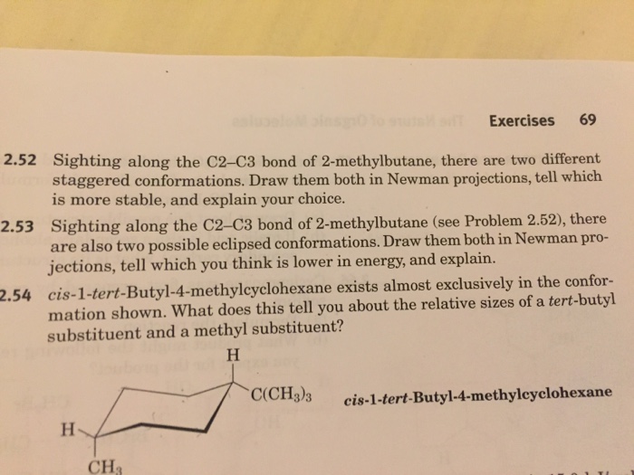 Solved Exercises 69 2.52 Sighting along the C2-C3 bond of | Chegg.com