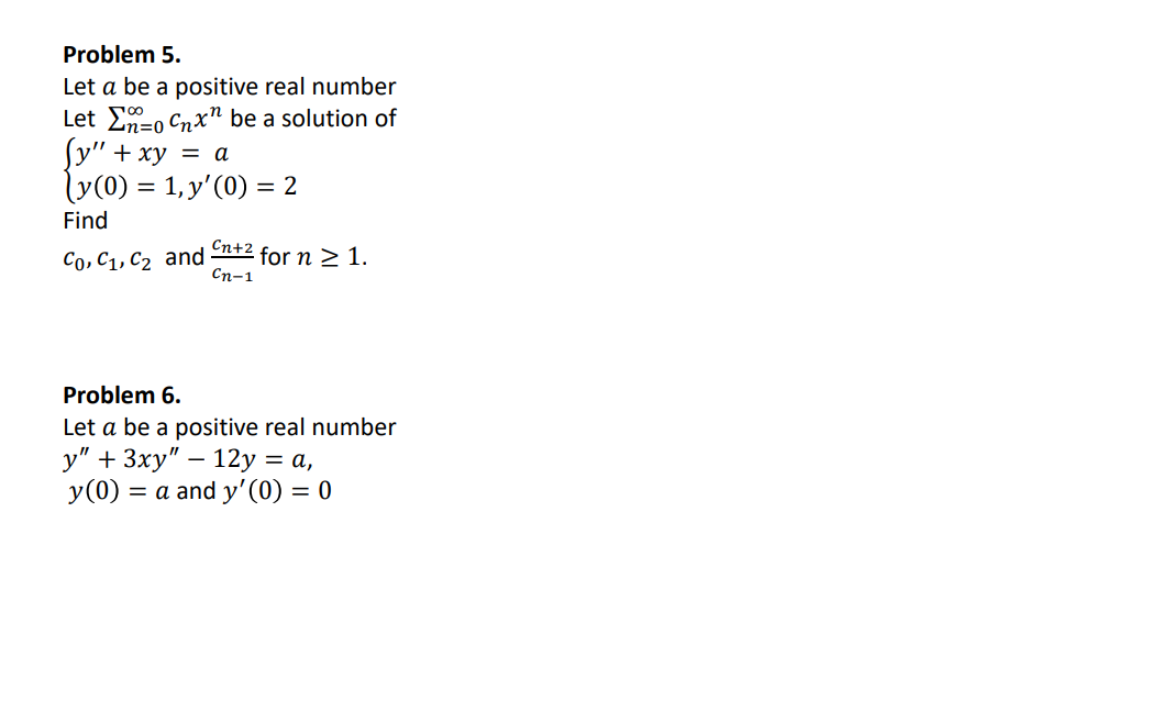 Solved Problem 5. Let a be a positive real number Let Enzo | Chegg.com