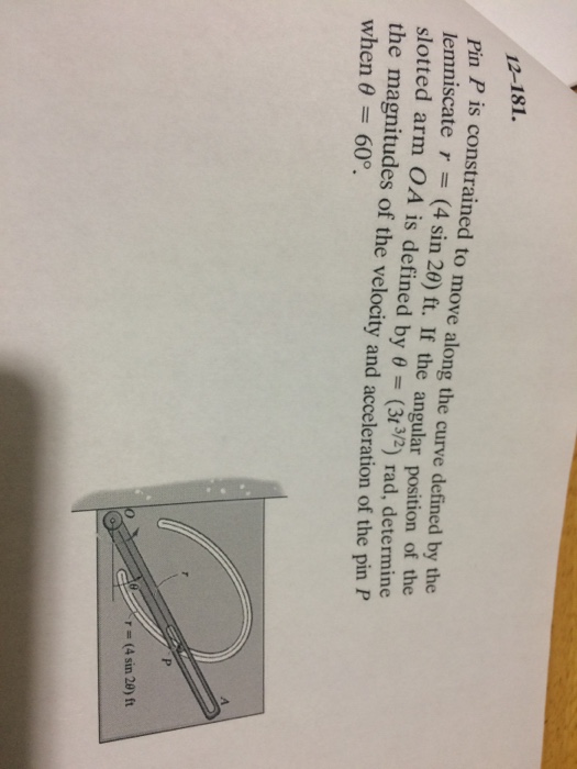 Solved Pin P is constrained to move along the curve defined | Chegg.com