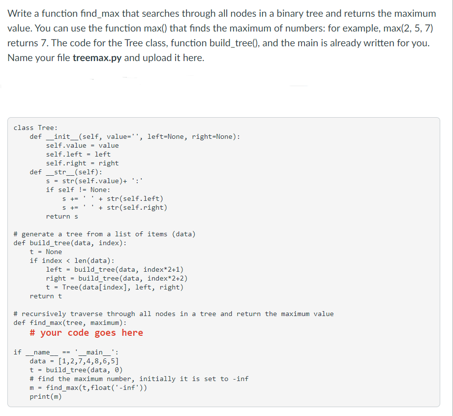 Solved Write a function find_max that searches through all | Chegg.com