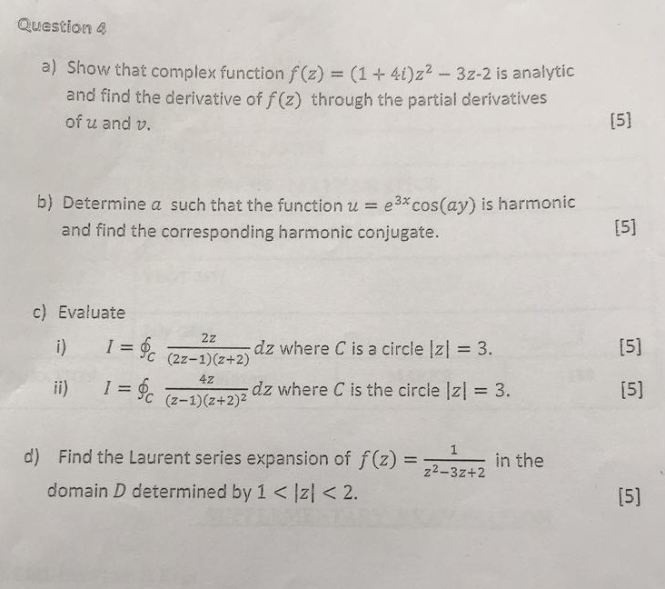 Solved Question 4 Show that complex function | Chegg.com