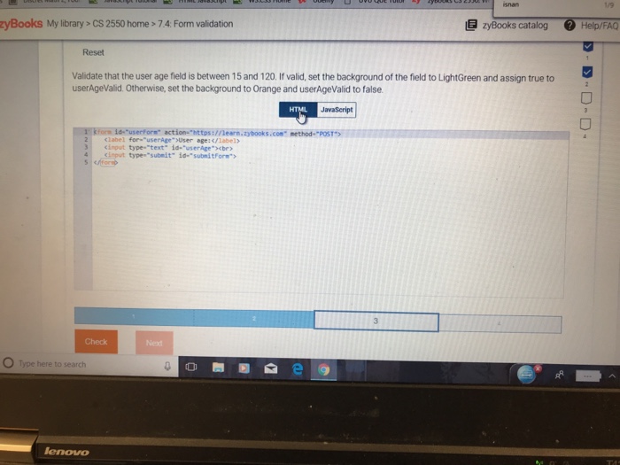 Solved isnan 1/9 zyBooks My library> CS 2550 home > 7.4 Form | Chegg.com Solved isnan 1/9 zyBooks My library> CS 2550 home > 7.4 Form | Chegg.com