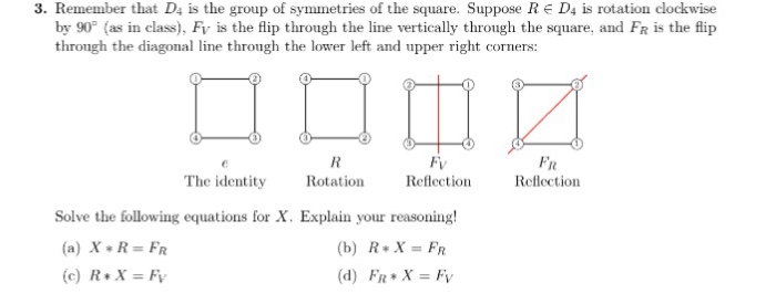 Solved 3. Remember that D4 is the group of symmetries of the | Chegg.com