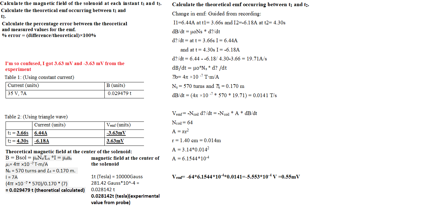 Solved Calculate the magnetic field of the solenoid at | Chegg.com