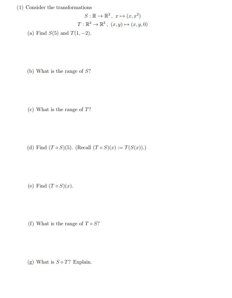 Solved (1) Consider the transformations | Chegg.com