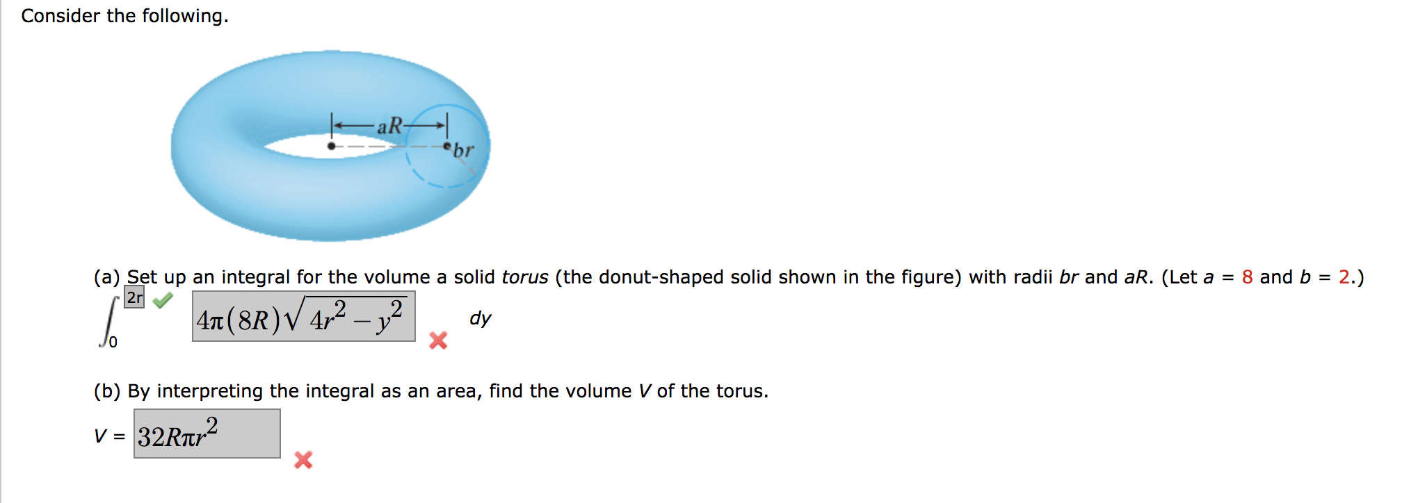 Solved Consider the following. aR- - br (a) Set up an | Chegg.com