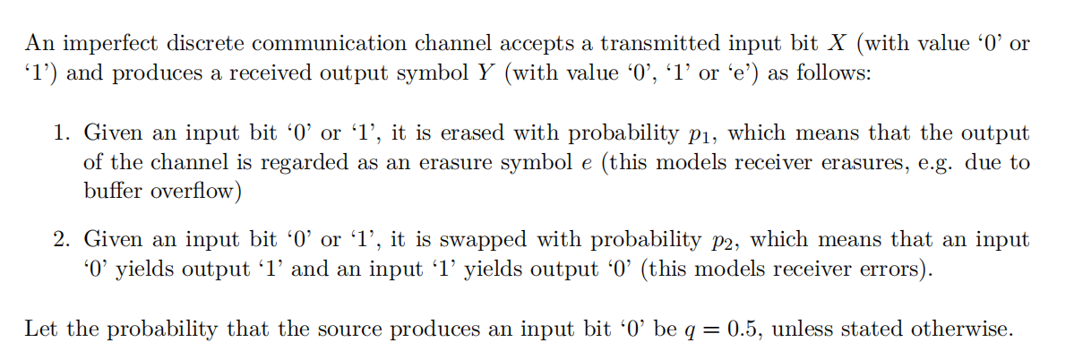 Solved Оe An imperfect discrete communication channel | Chegg.com