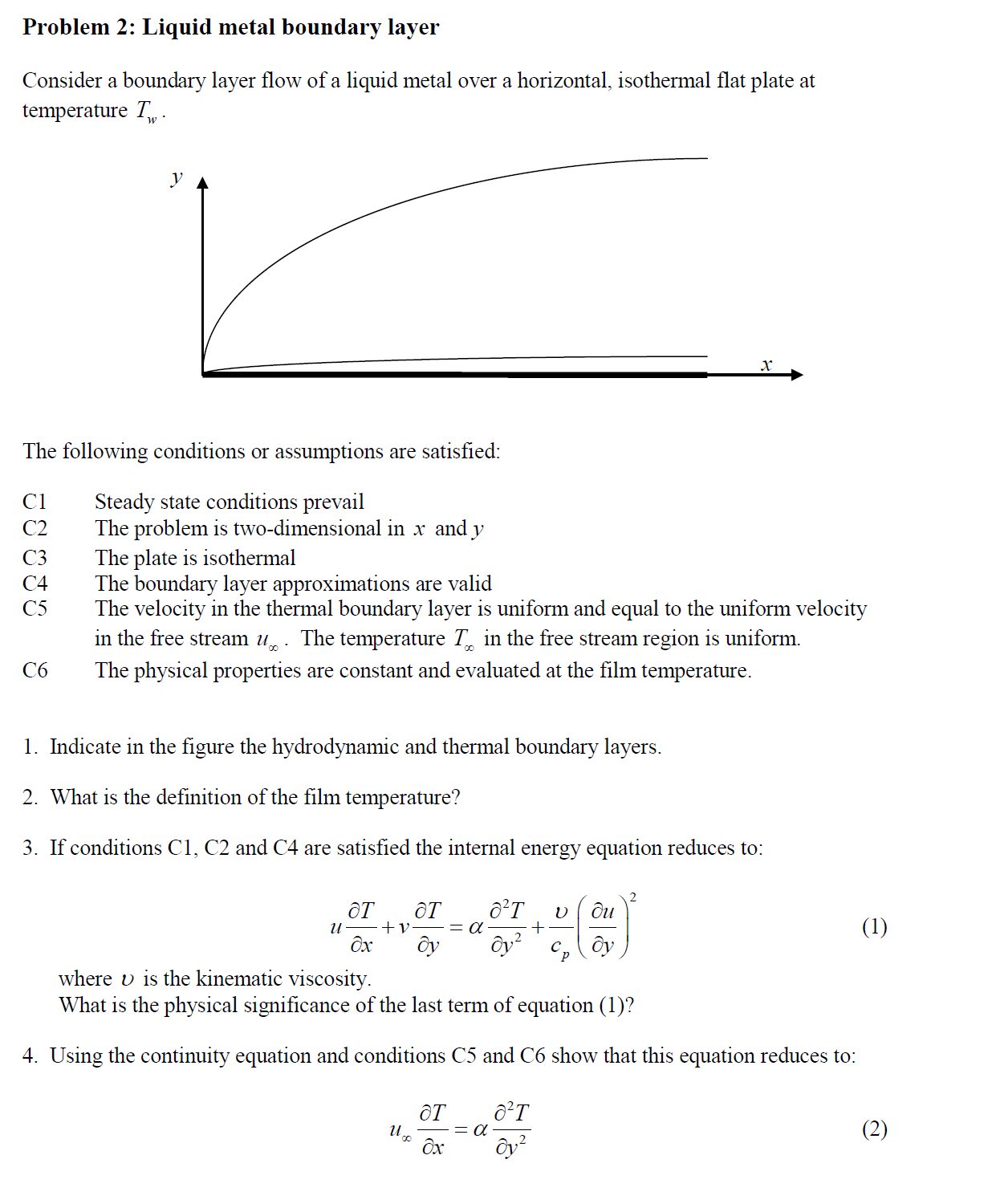 Solved Problem 2: Liquid metal boundary layer Consider a | Chegg.com