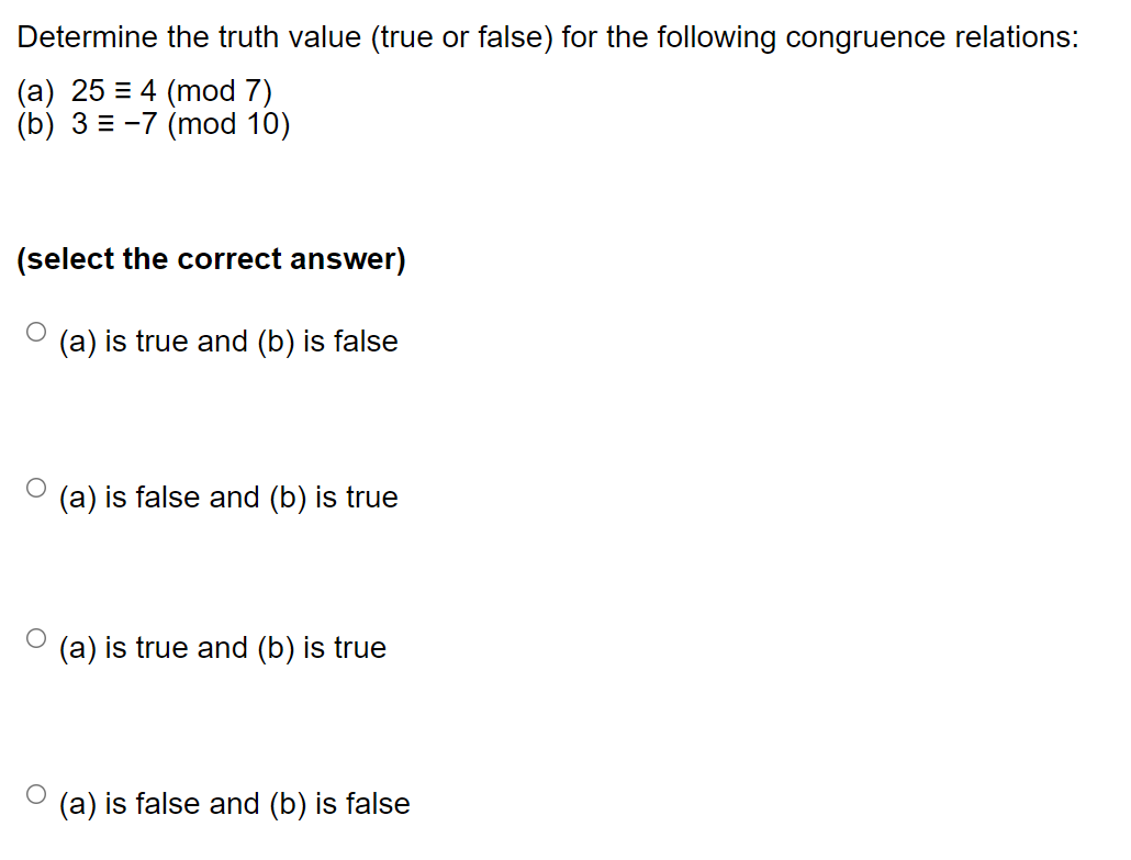 Solved Determine the truth value (true or false) for the | Chegg.com