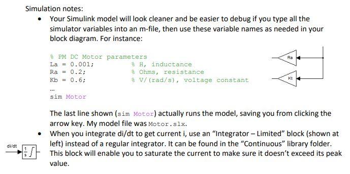 1. Model a simple DC motor in Simulink. This motor's | Chegg.com