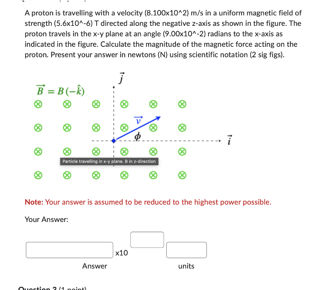 Solved A proton is travelling with a velocity | Chegg.com