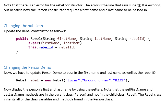 Solved Inheritance and Super Practice This section will | Chegg.com