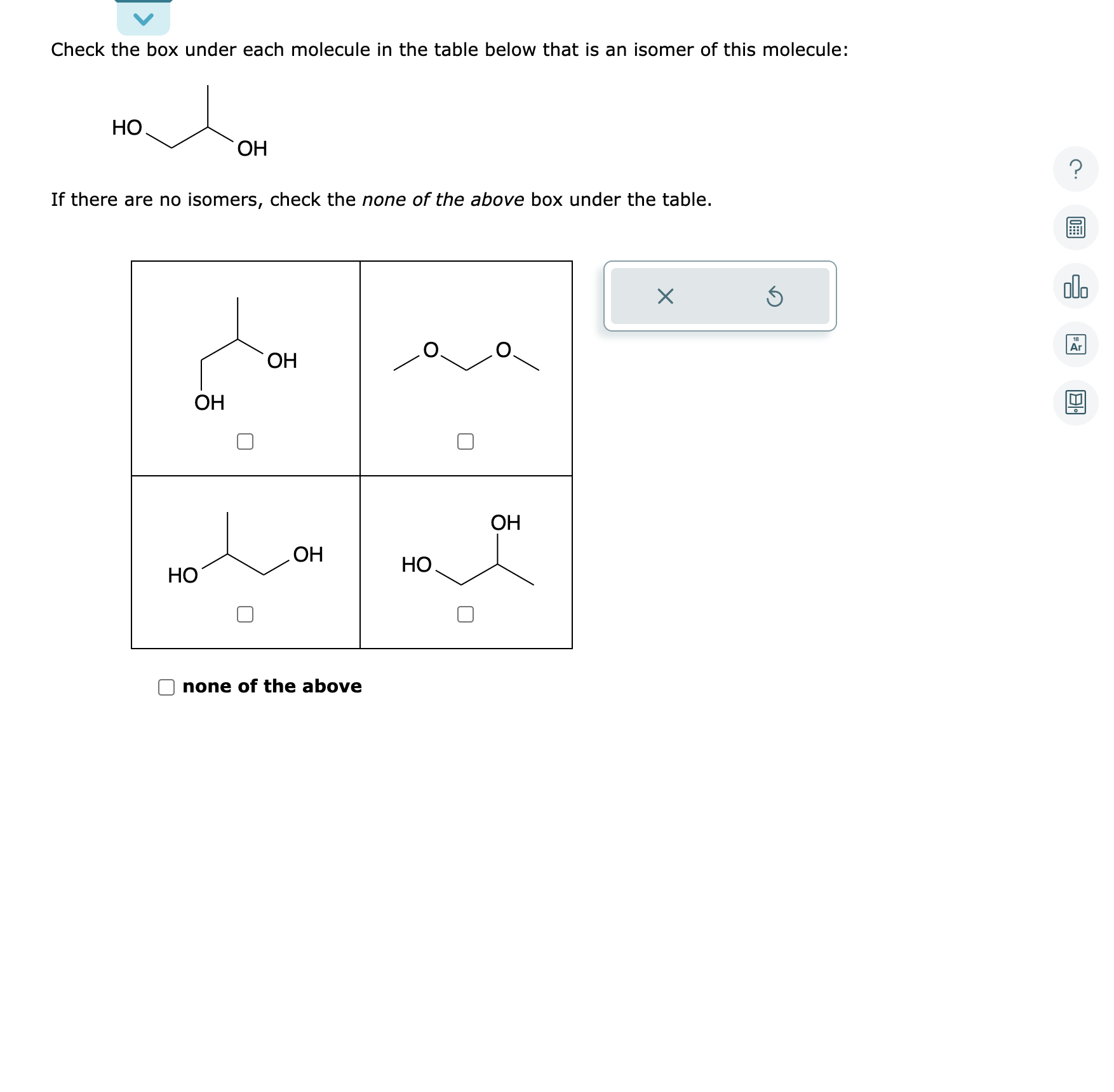 Solved Check the box under each molecule in the table below | Chegg.com