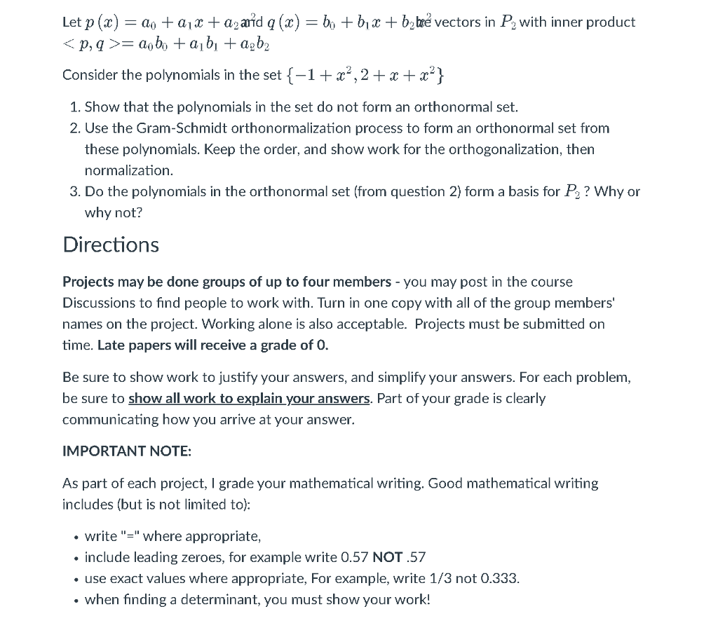 Solved Hello, I need help with the Linear Algebra question, | Chegg.com