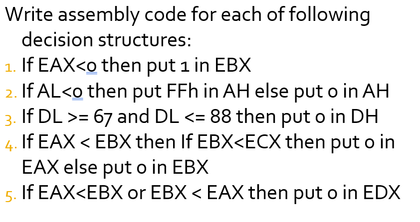 Solved Write Assembly Code For Each Of Following Decision 8130
